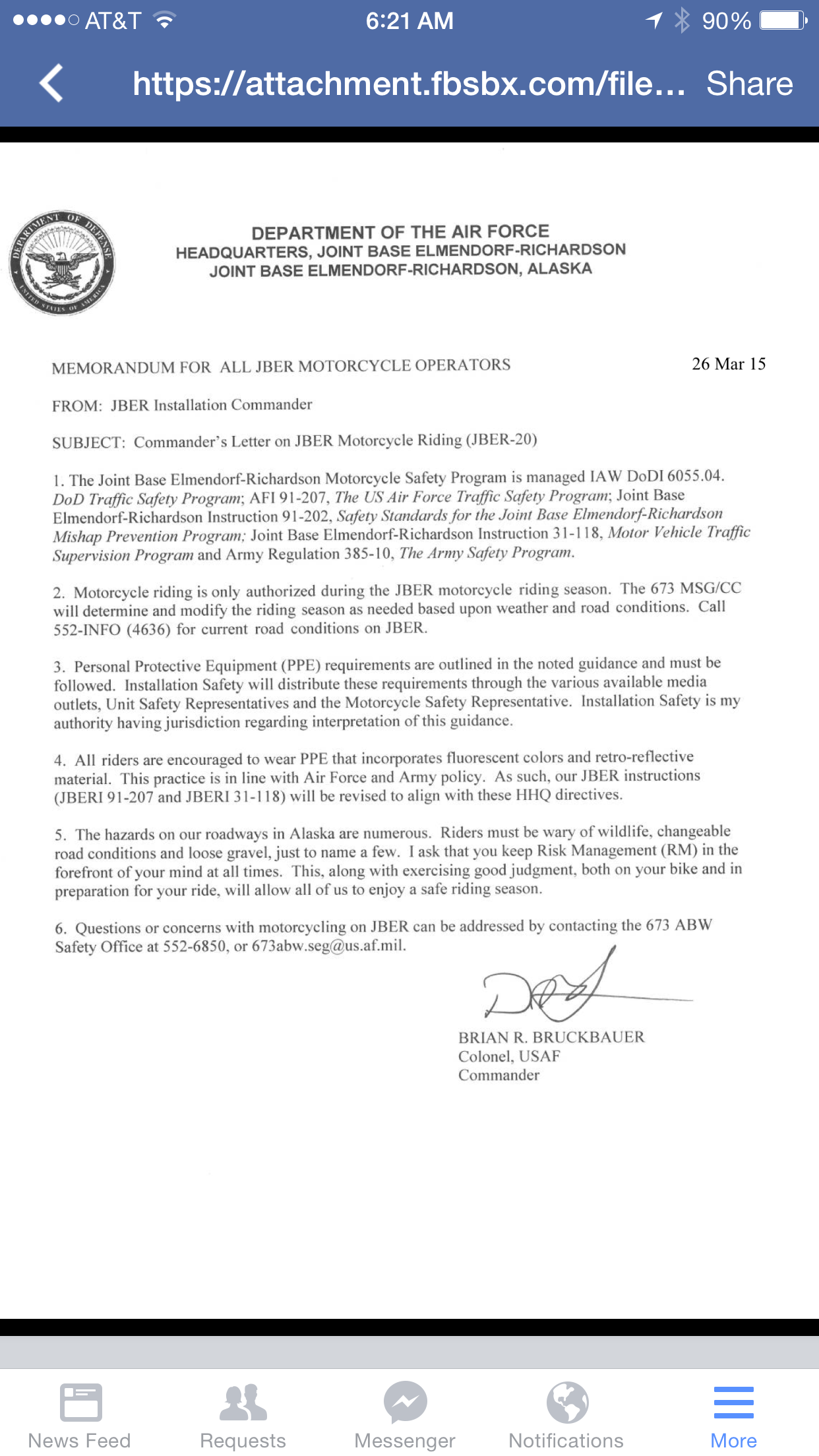 Memorandum for All JBER Motorcycle Operators | A.B.A.T.E. of Alaska ...